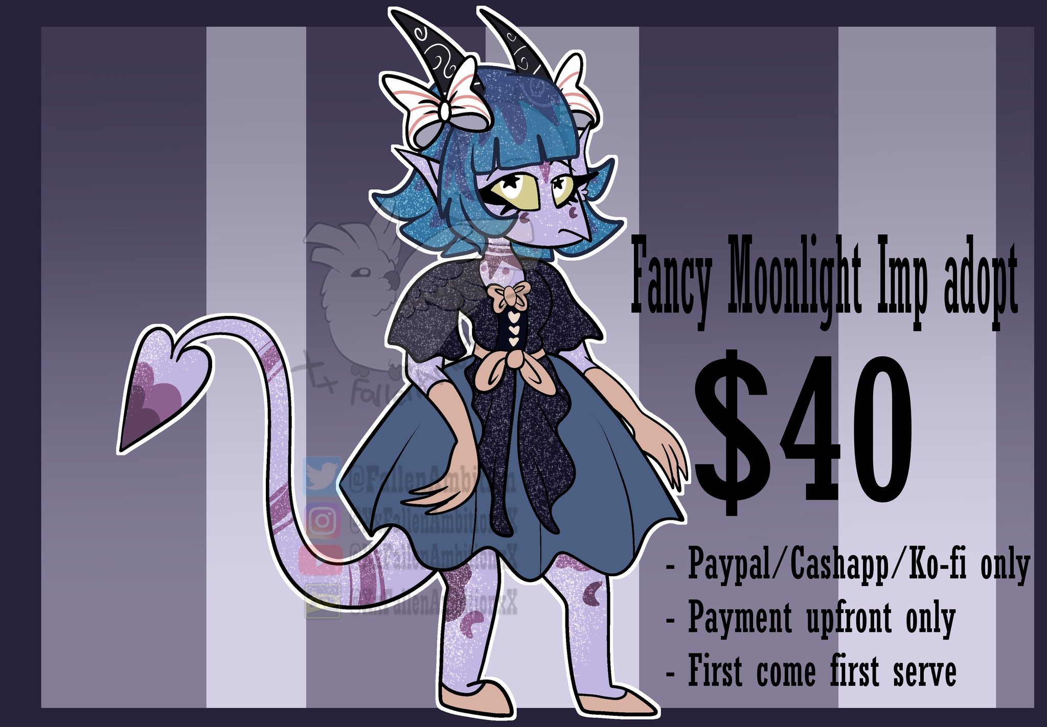 Xx_SinnerAdoptEmporium_xX on Twitter: "$40 Fancy moonlight imp adopt! this shy moonlight imp is ...