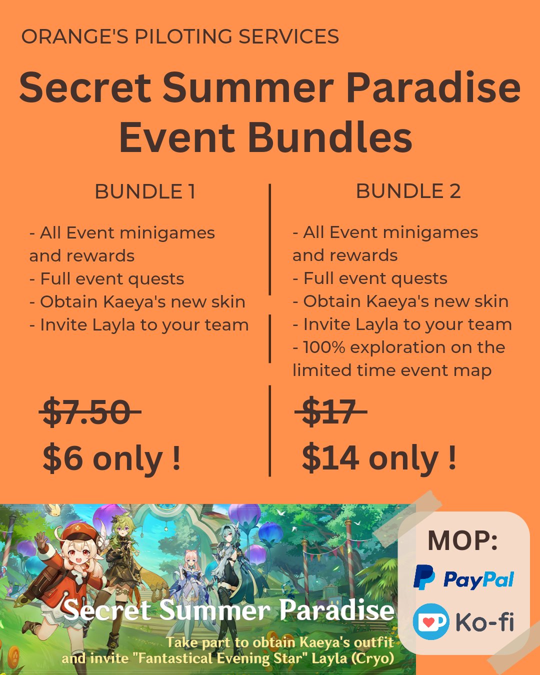 DISCOUNTS Genshin & HSR Pilot Orange🍊 on Twitter: "3.8 main event "Secret Summer Paradise ...