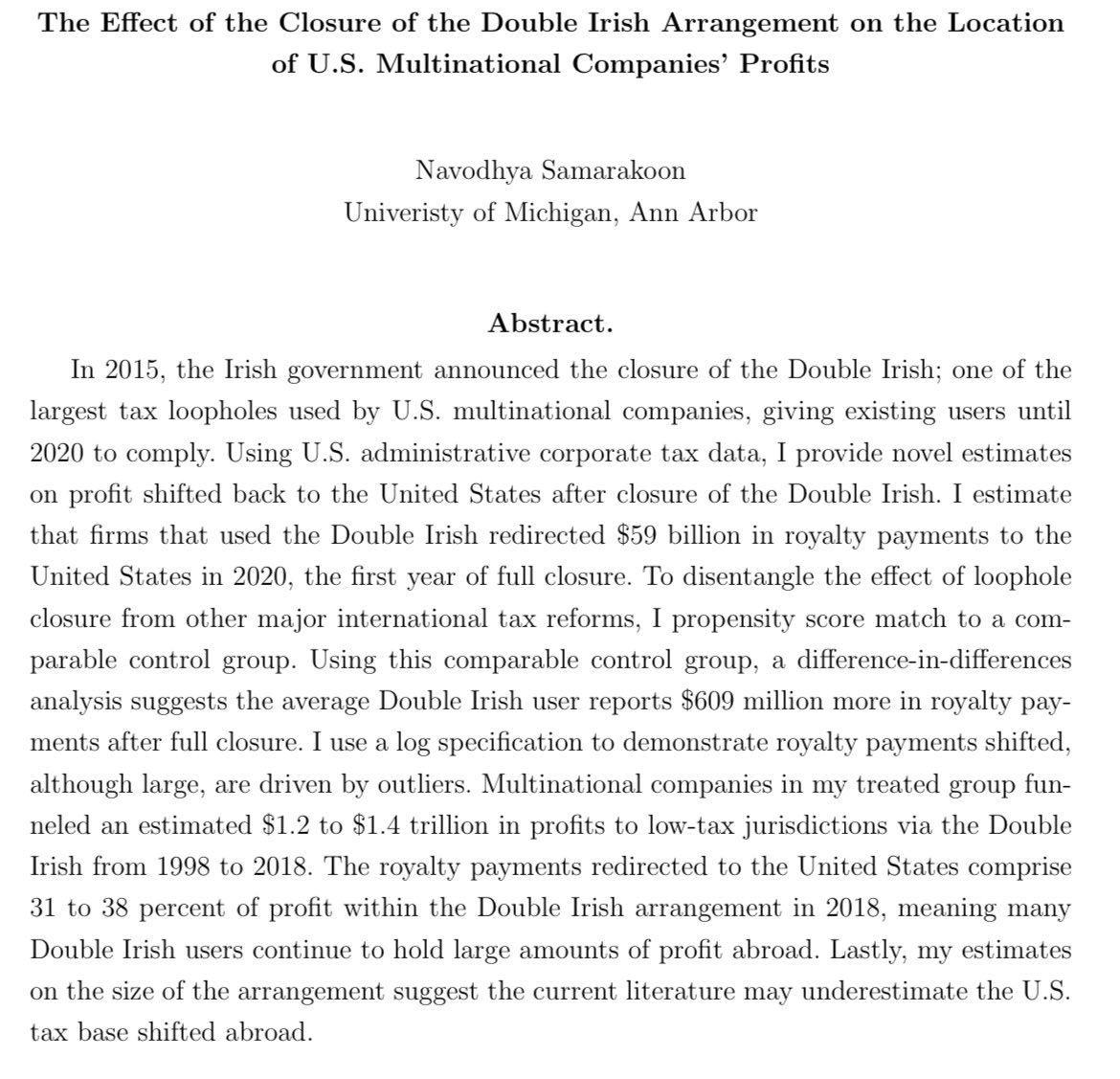Super excited to share my first WP! Using US admin tax data, I study ...