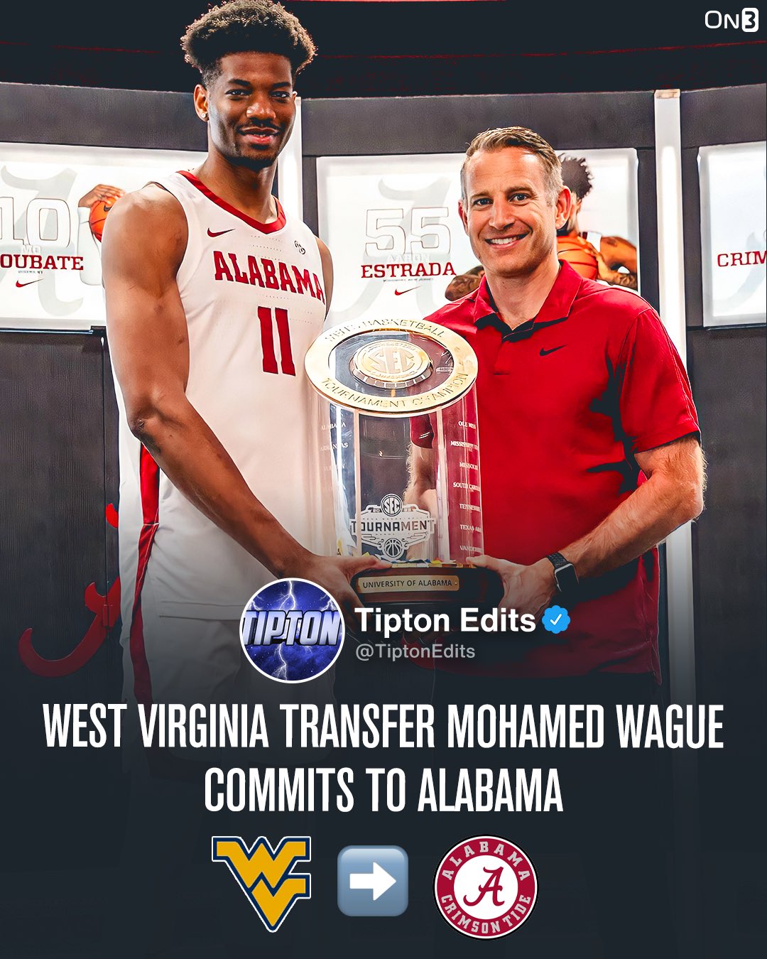 Joe Tipton on Twitter: "NEWS: West Virginia transfer Mohamed Wague has committed to Alabama, he ...
