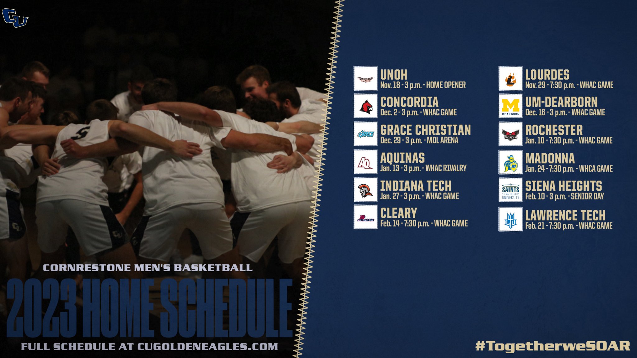Cornerstone Golden Eagles on Twitter: "MBB | SCHEDULE RELEASE: Cornerstone men's basketball set ...