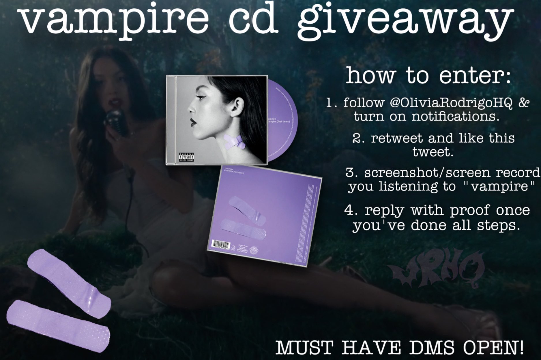 Olivia Rodrigo HQ on Twitter: "VAMPIRE CD GIVEAWAY! 🖤 Winner will receive: 1 ‘vampire’ CD. In ...