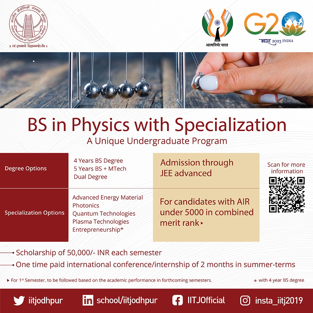 Indian Institute of Technology Jodhpur on Twitter: "Explore the world of advanced physics with ...