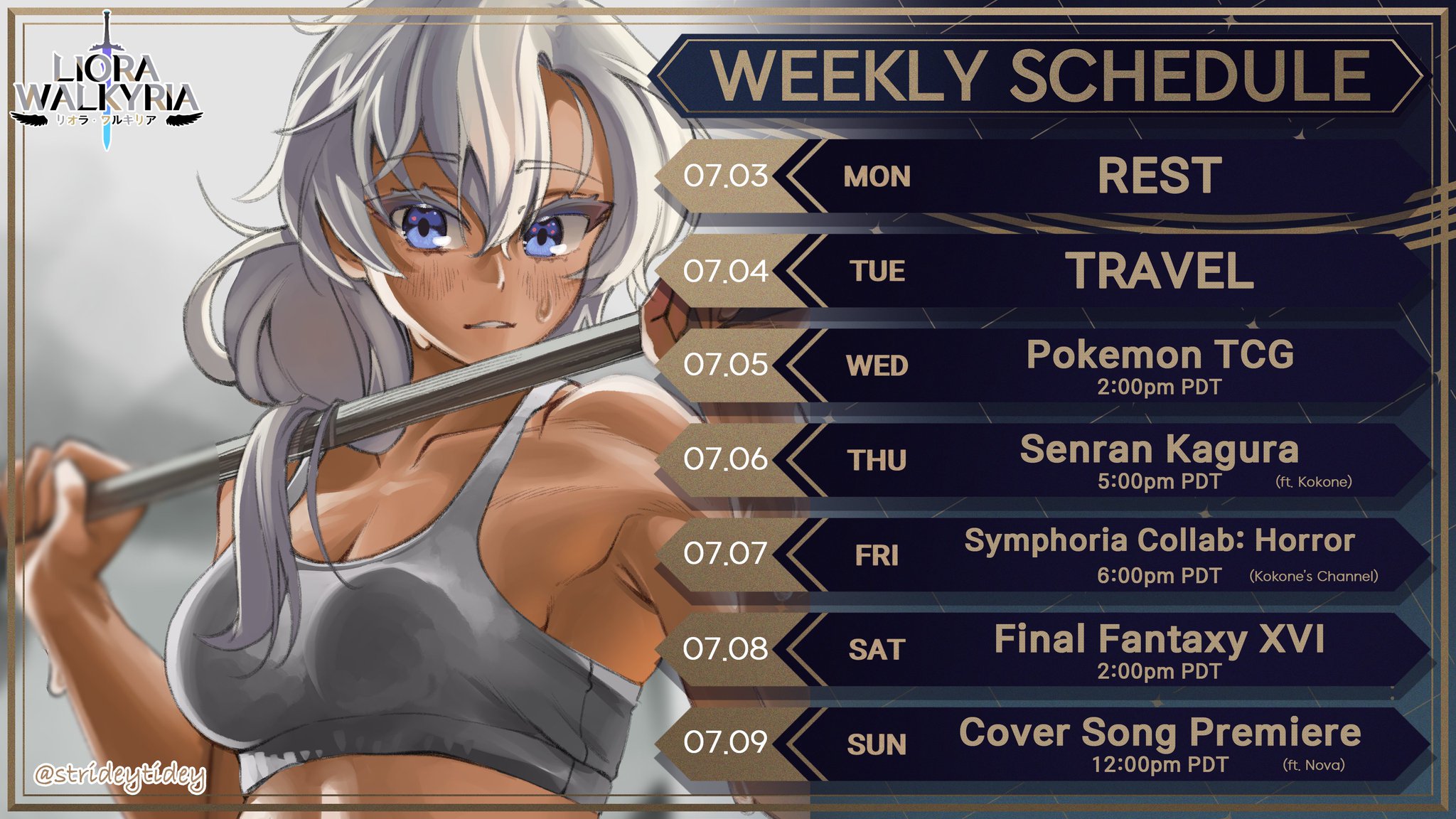 Liora Walkyria ⚖️ NEW COVER V&U on Twitter: " 07/03-07/09 Schedule for this week! Sorry for the ...