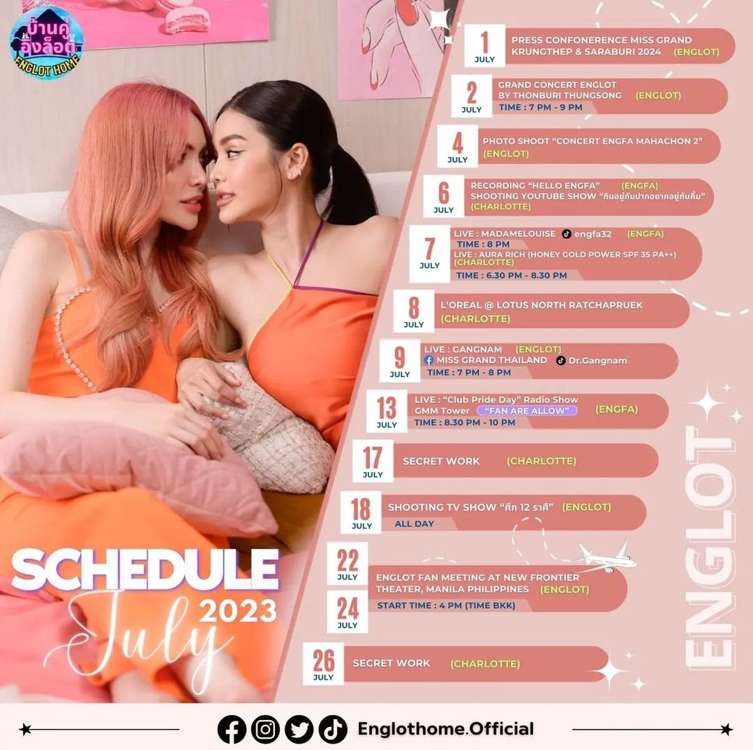 Englot Official Fans Africa on Twitter: "Englot's schedule in July. #CharlotteAustin # ...