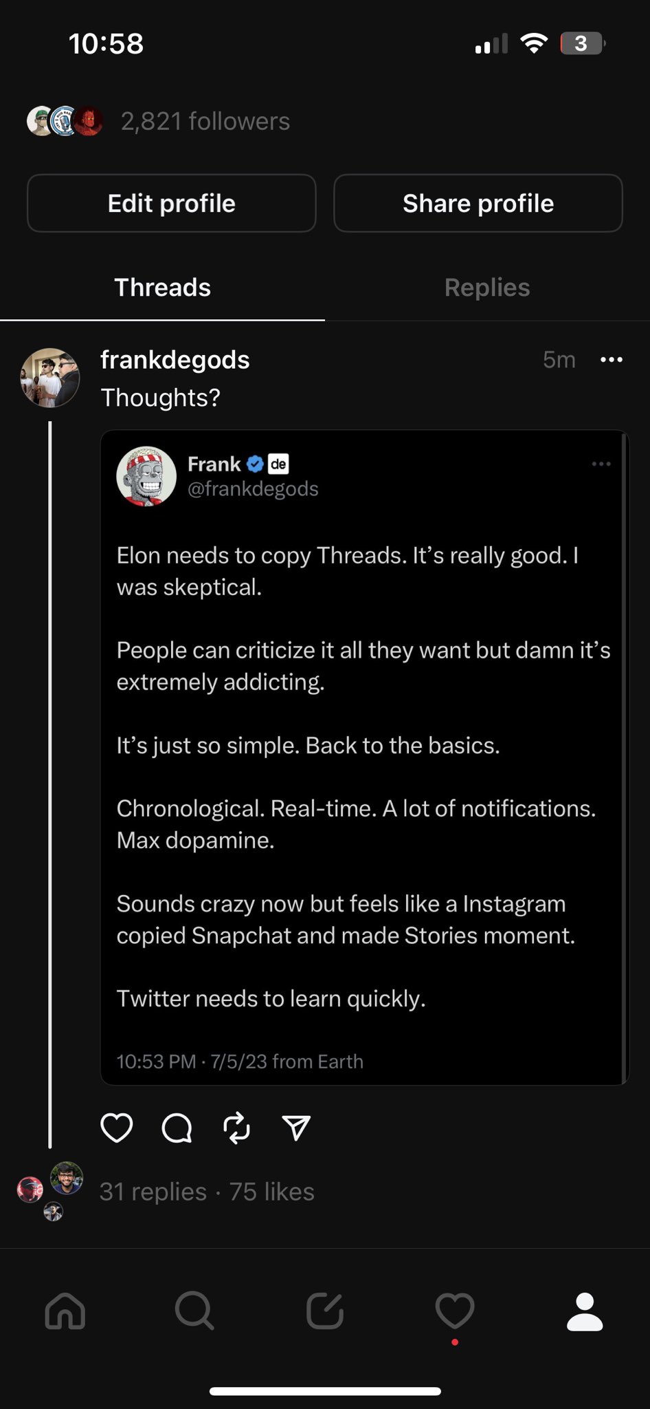 Frank on Twitter: "Interesting case study. I got less engagement on this actual tweet than on my ...