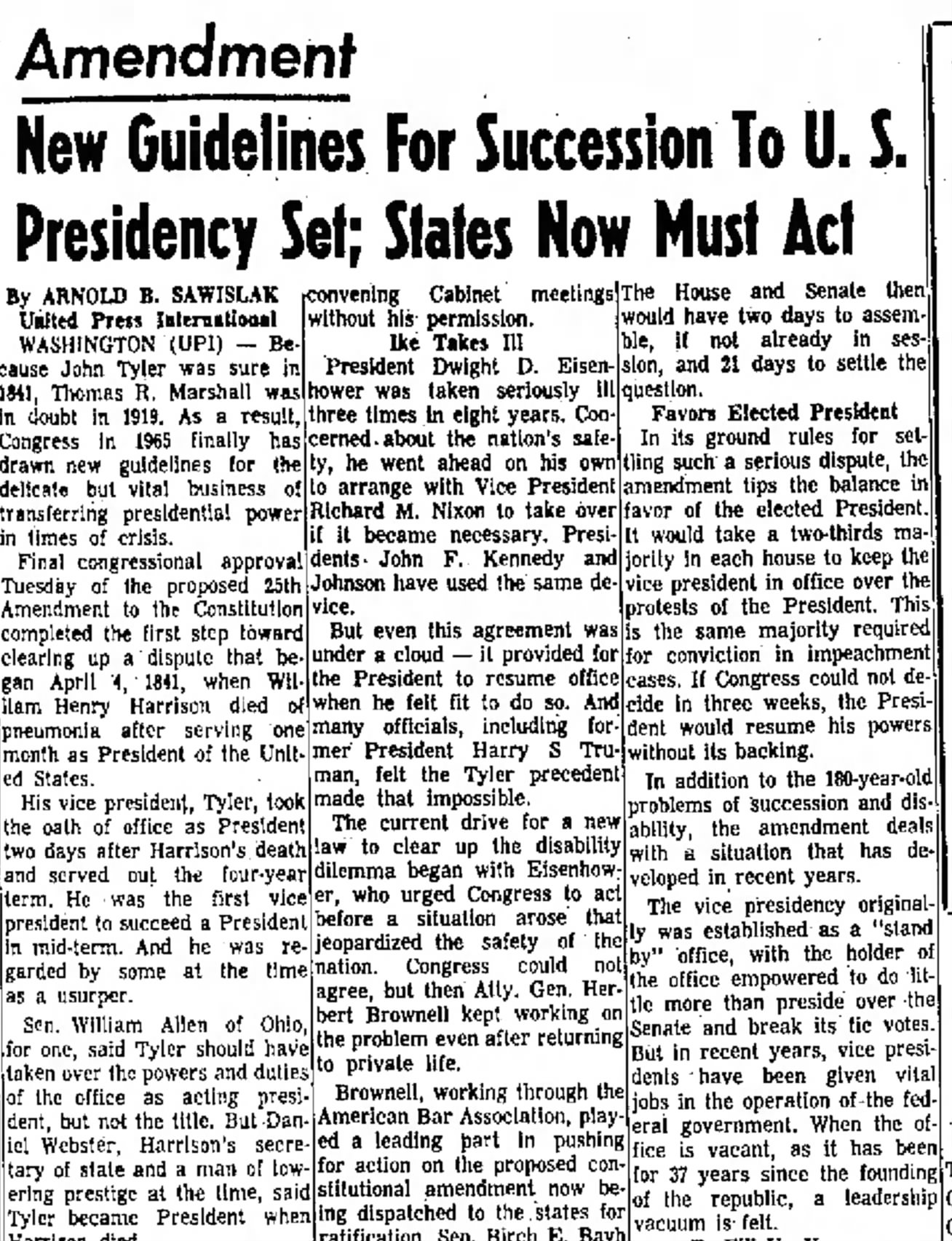 25th Amendment Presidential Succession