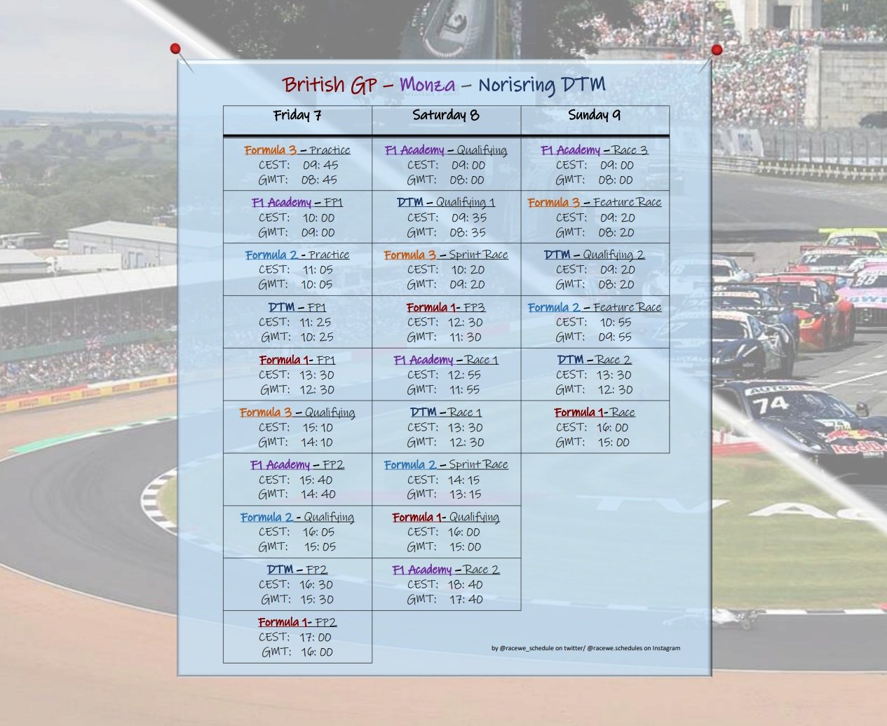 🏎 Schedules 🏎 on Twitter: "Big racing weekend ahead 👀🏁🏎 F1, F2 and F3 are racing at Silverstone ...