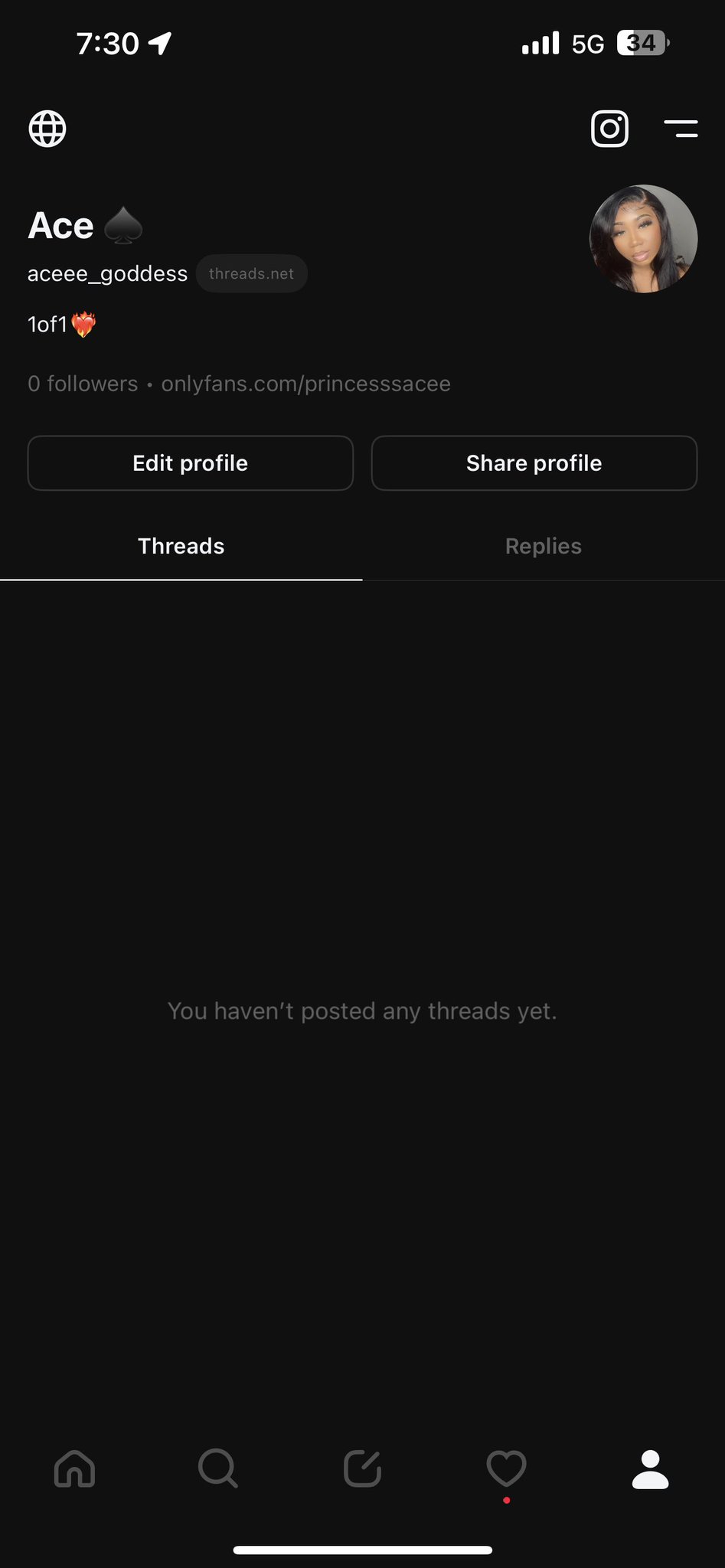 Princess Ace ♠️ on Twitter: "instagram done did somn with this threads app . GO FOLLOW ME ...