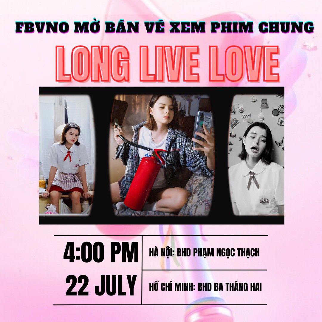 FREENBECKY VIETNAM OFFICIAL 🇻🇳 on Twitter: "📣📣📣 FBVNO MỞ BÁN VÉ XEM CHUNG LONG-LIVE-LOVE 🎞️🎞️🎞️ ...