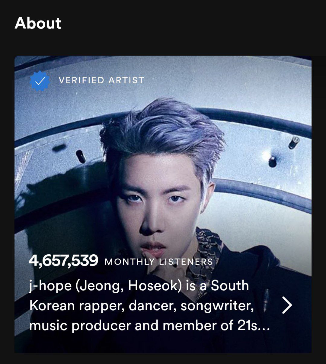 j-hope Spotify on Twitter: "Spotify updated #JHOPE's profile adding about JITB, his creativity ...