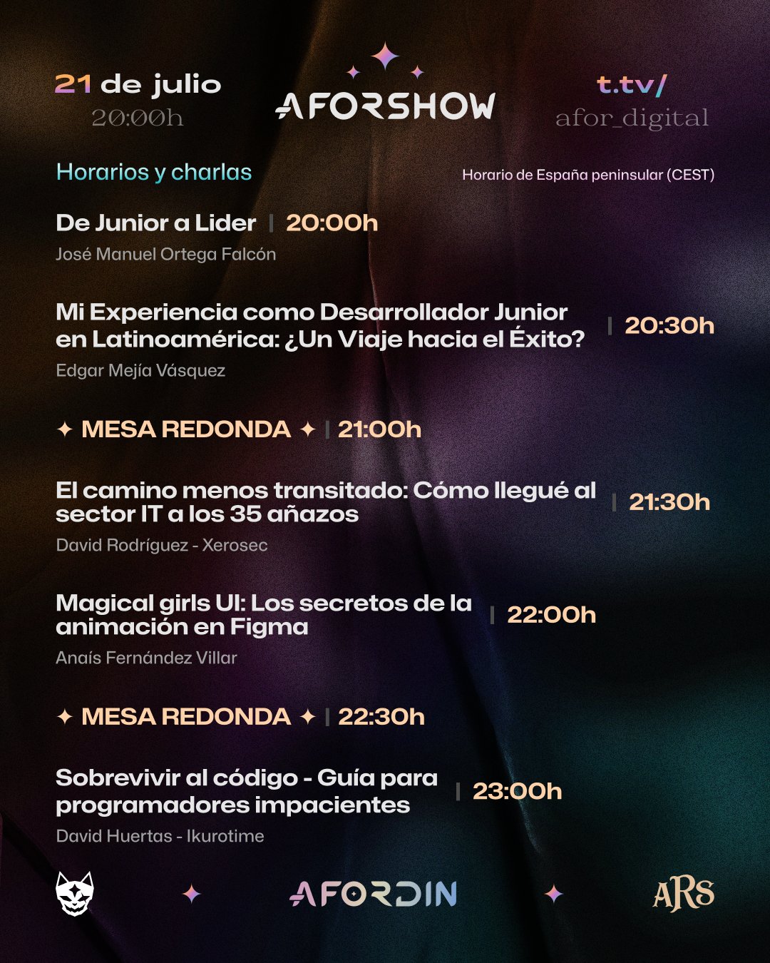afor on Twitter: "¡Ya tenemos el calendario de charlas del Aforshow! Finalmente estas son las ...