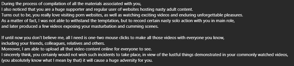 Corbin Sautereau on Twitter: "I love these scam/spam emails, as if "videos exposing [my ...