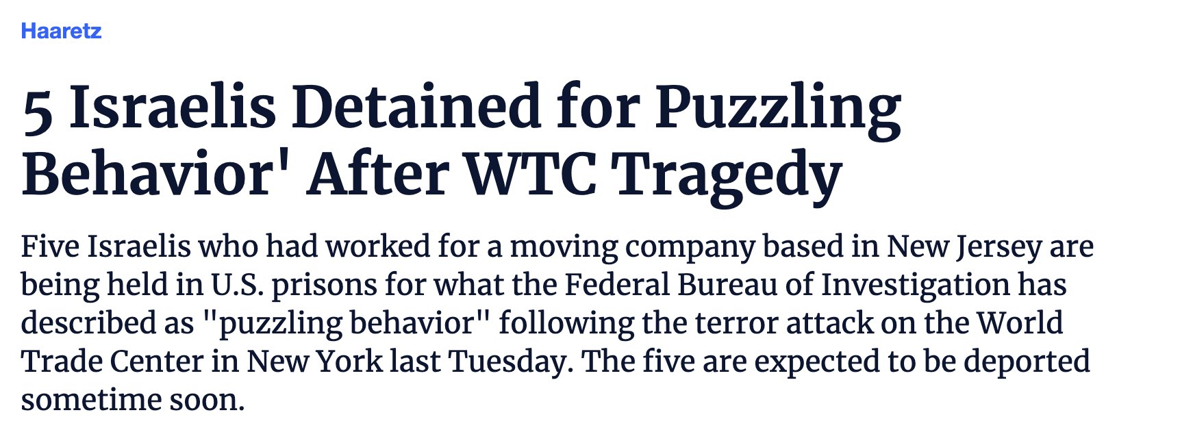 Keith Woods on Twitter: "Why did the 5 "dancing Israelis" arrested on 9 ...