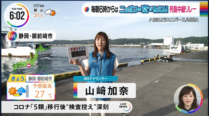 tvmaniaZERO on Twitter: "2023/07/07 #thetime_tbs #SBS #山﨑加奈 アナは静岡県御前崎市から中継 https://t.co ...