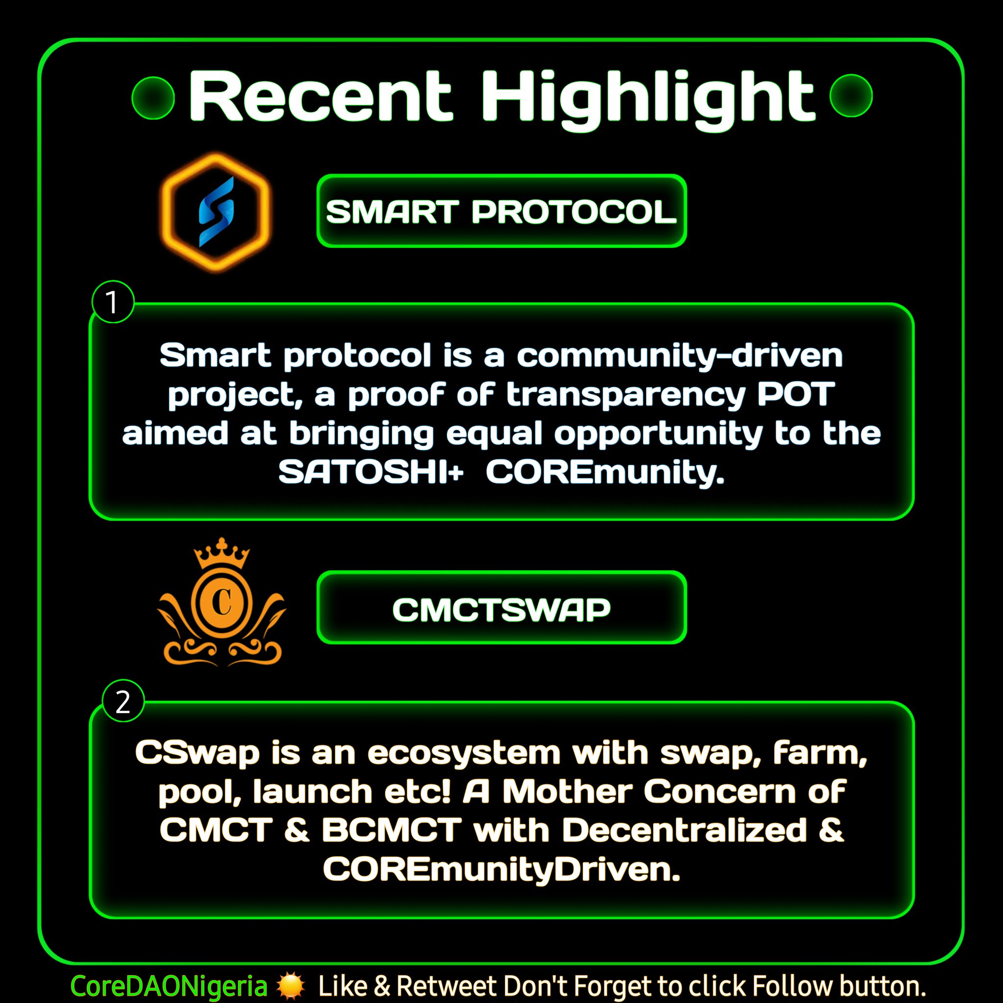 Coredao Nigeria on Twitter: "RECENT HIGHLIGHT ️ Project scores ⏬️ ~ @SMART_Protocol ...