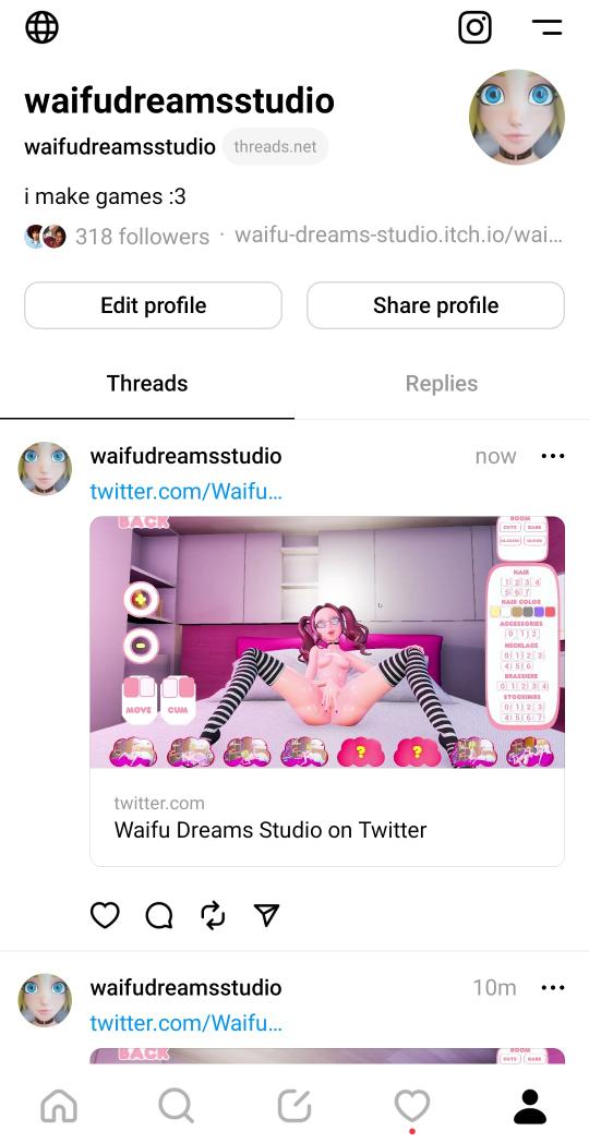 Waifu Dreams Studio on Twitter: "Remember guys, you can't post nsfw in threads, but you can post ...