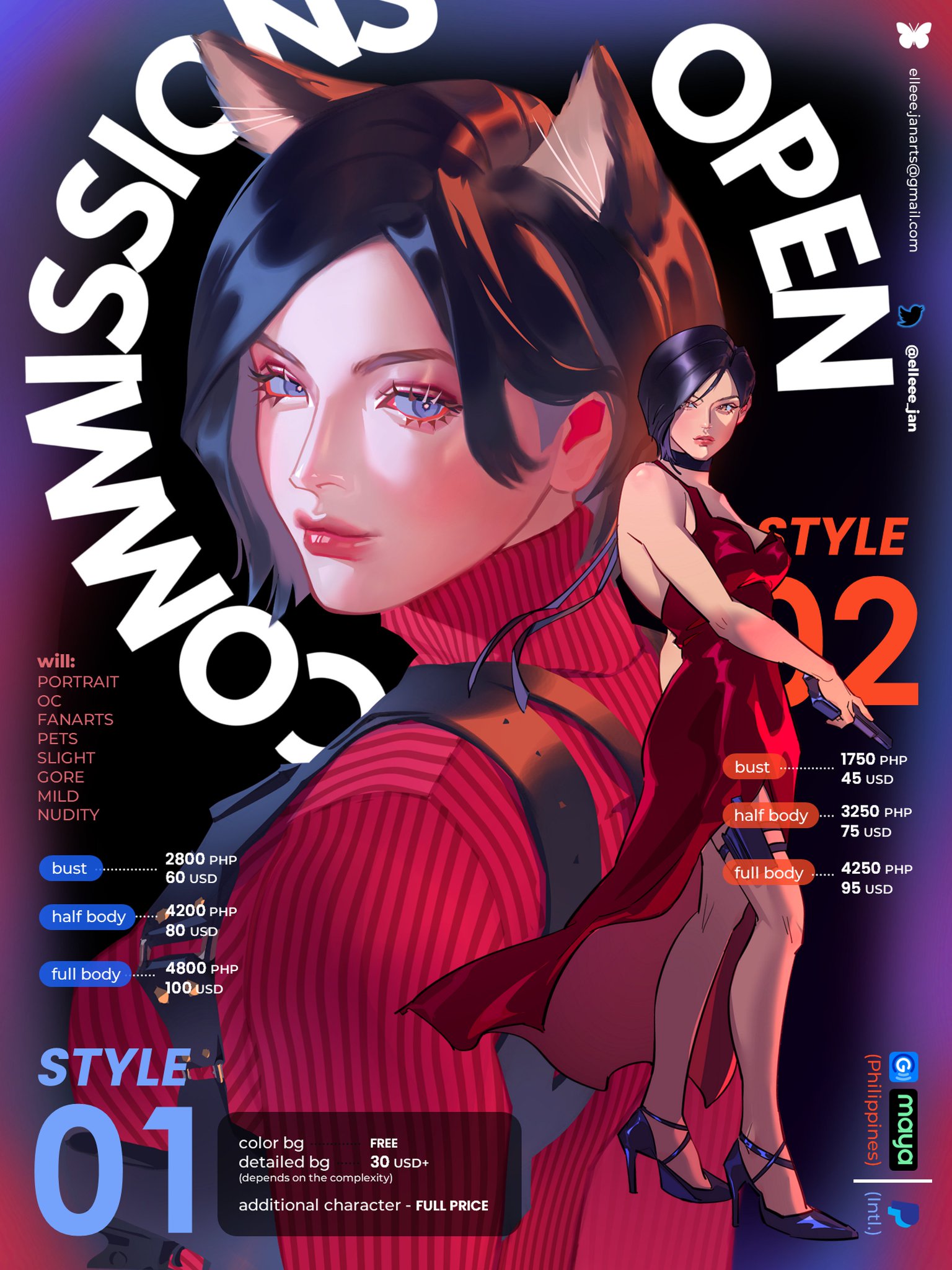 e l l e 🦋 comms open on Twitter: "HI GUYS! after almost a year here i'm now up for comms ...