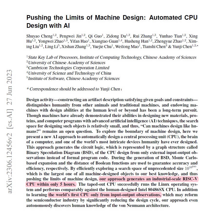 OGAWA, Tadashi on Twitter: "=> "Pushing the Limits of Machine Design: Automated CPU Design with ...