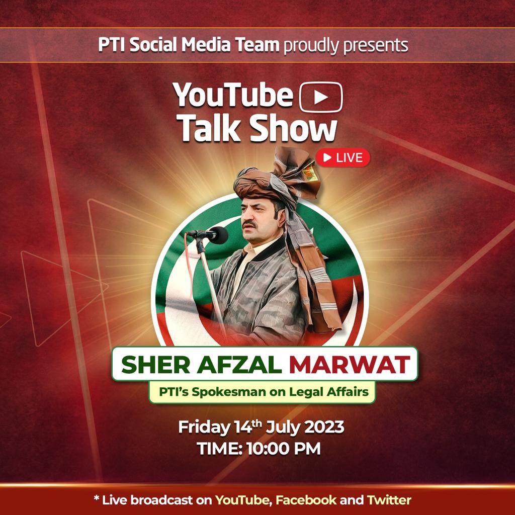 PTI on Twitter: "PTI’s spokesperson on legal affairs Sher Afzal Marwat will be in our live talk ...