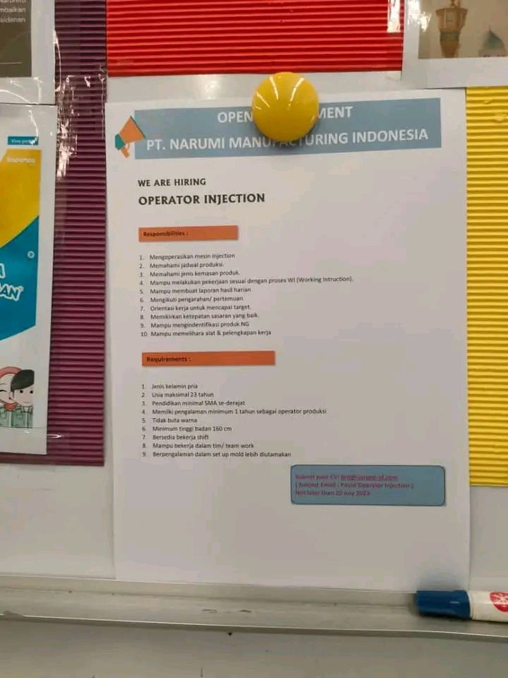 Grizella•|| 📌Info loker Jabodetabek on Twitter: "PT NARUMI MANUFACTURING INDONESIA Membuka ...