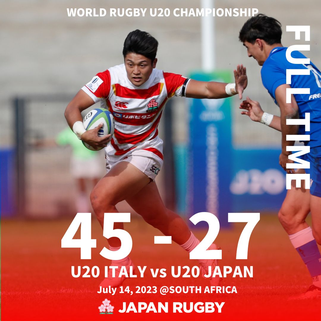 日本ラグビーフットボール協会 on Twitter: "U20日本代表🌸 ワールドラグビーU20チャンピオンシップ 順位決定戦（11位決定戦） U20イタリア代表 45 – 27 U20日本 ...