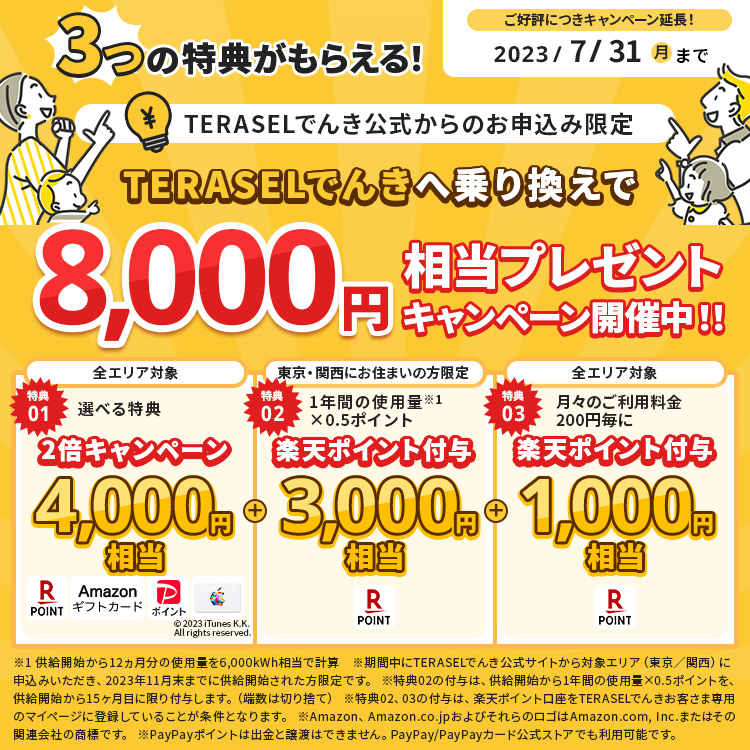 【公式】 TERASEL(テラセル) | キャンペーン実施中!! on Twitter: "🌟ご好評につきキャンペーン延長 ／ 《東京・関西エリア限定》 1年間の使用量 × 0.5ポイントが ...