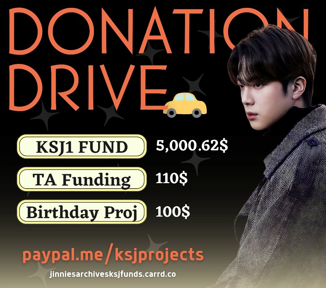 𝒥𝒜 on Twitter: "[ DONATION DRIVE ] We're accepting donations for KSJ1, TA Funding and Jin's bday ...