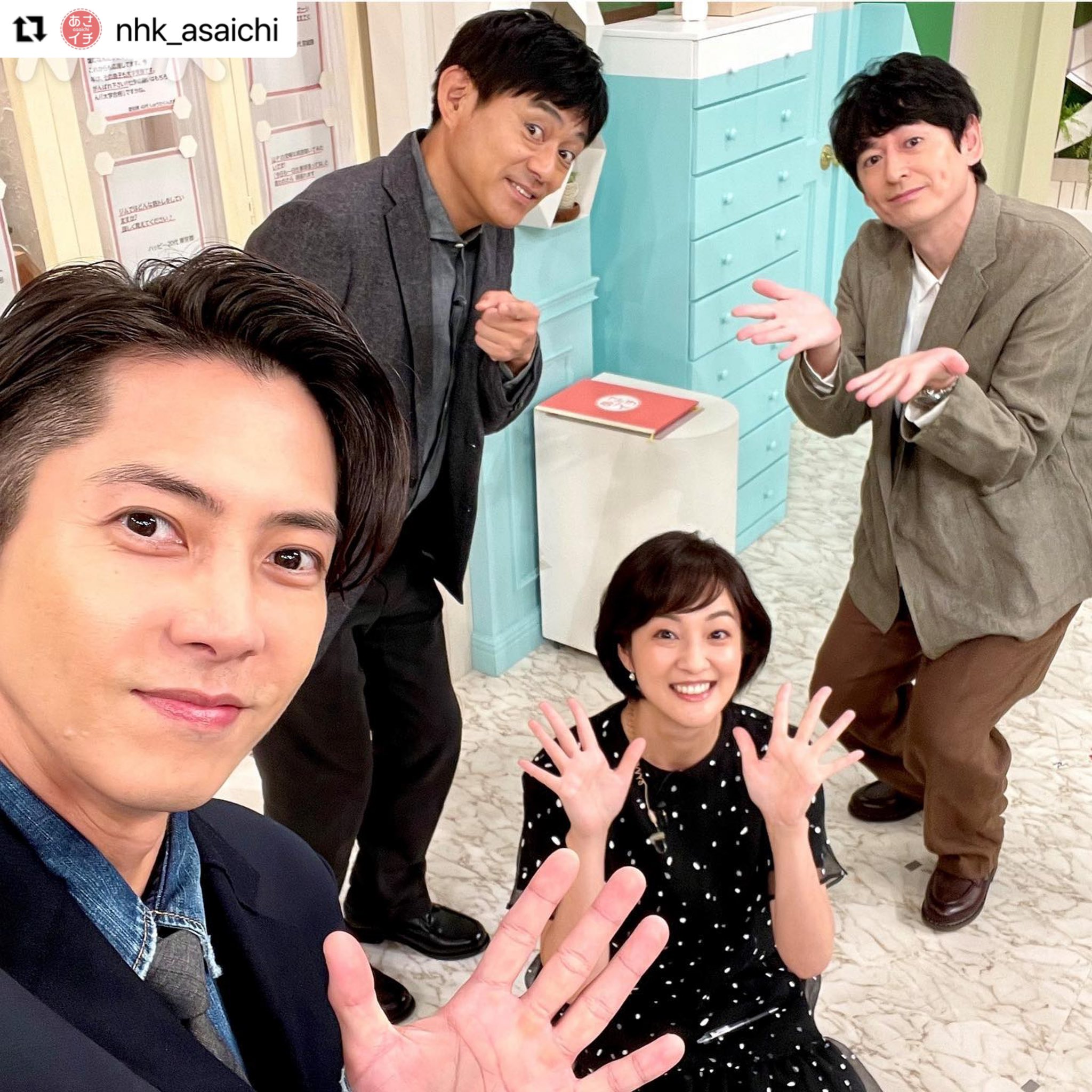 wandeemee2521 on Twitter: "2023/07/07 Tomo pics with 3 NHKあさイチ(NHK Asaichi)’s MC from NHK ...