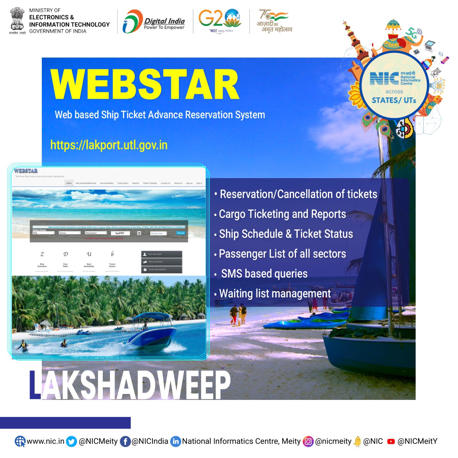 NIC on Twitter: "In Lakshadweep, @NICMeity's WEBSTAR (Web-based Ship Ticket Advance Reservation ...