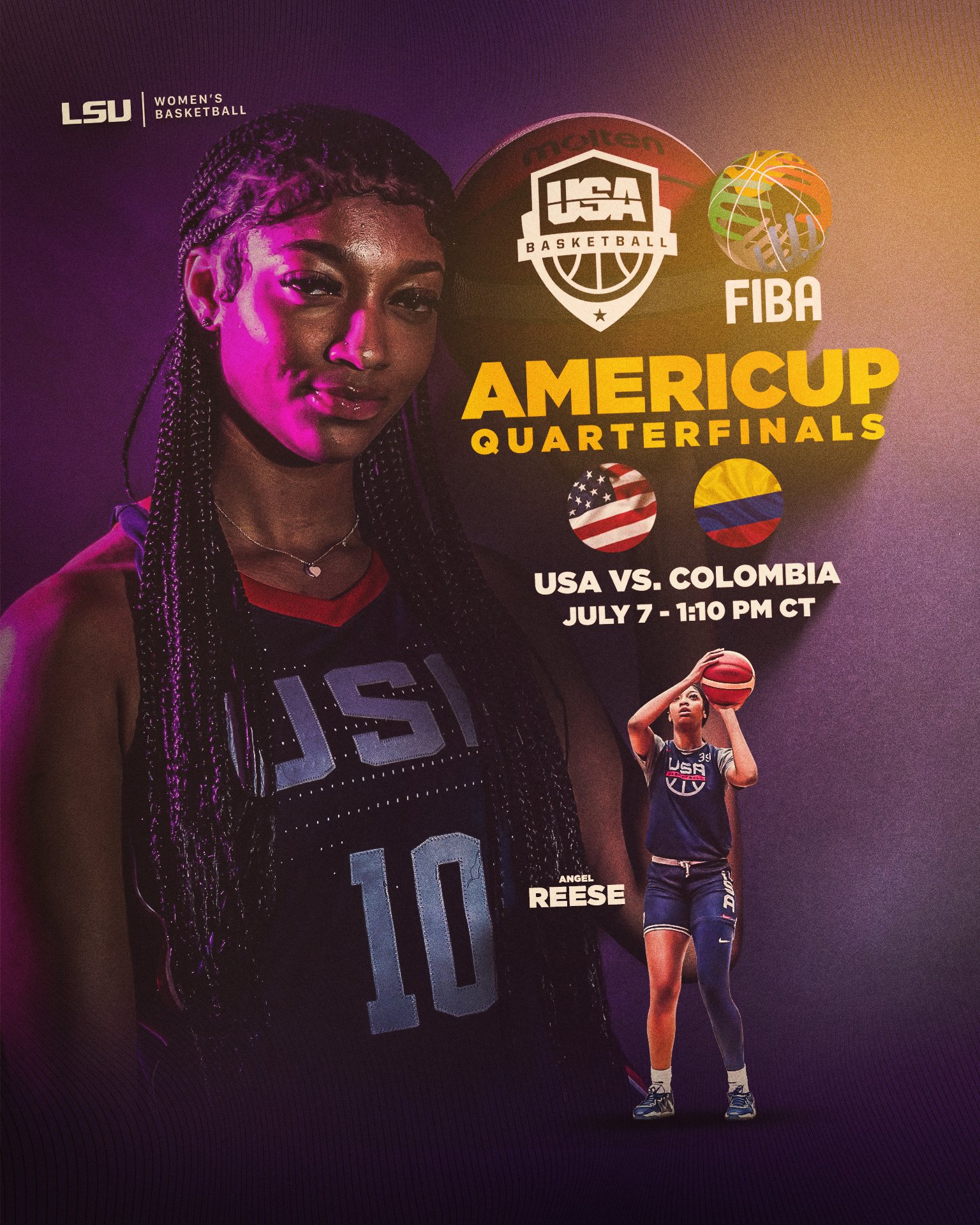 LSU Women's Basketball on Twitter: "USA vs. Colombia in the quarterfinals of the FIBA AmeriCup ...