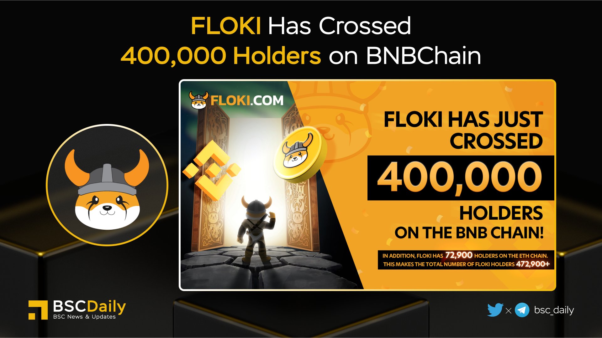 BSCDaily on Twitter: "🎉 @RealFlokiInu Has Crossed 400,000 Holders on @BNBCHAIN 🏆 In addition, # ...