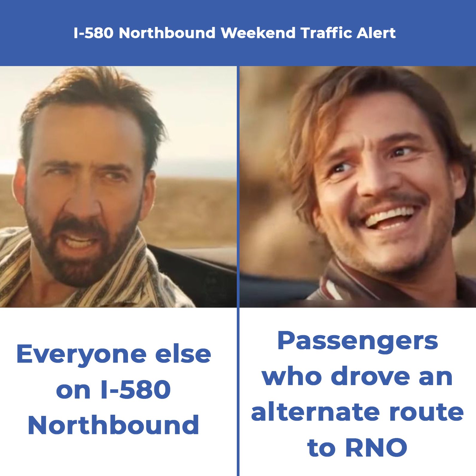 Reno-Tahoe Airport on Twitter: "Reminder: Expect Northbound I-580 traffic delays starting ...