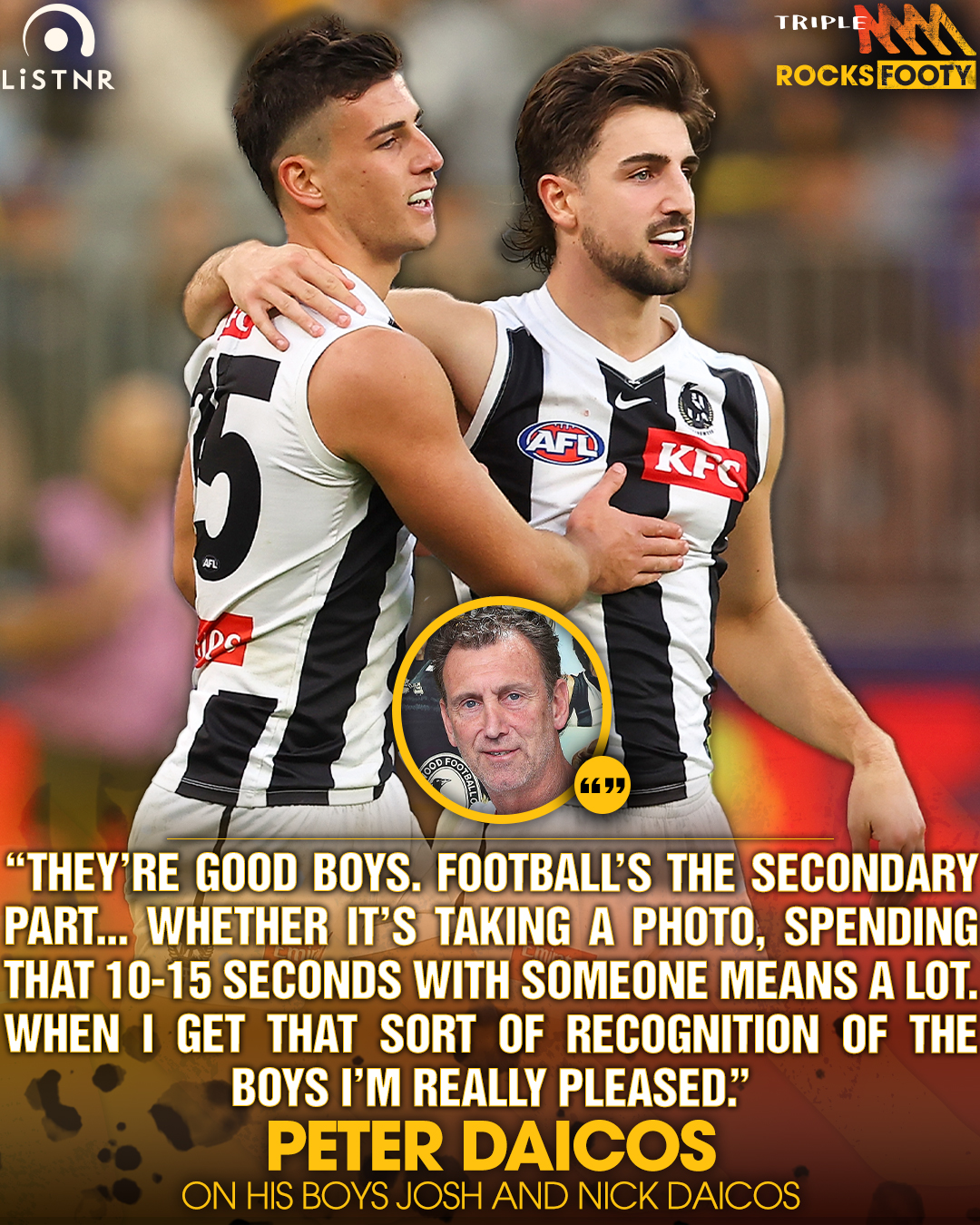 Triple M Footy on Twitter: "Peter's bloody proud of his boys 👊 Catch the full chat with Peter ...