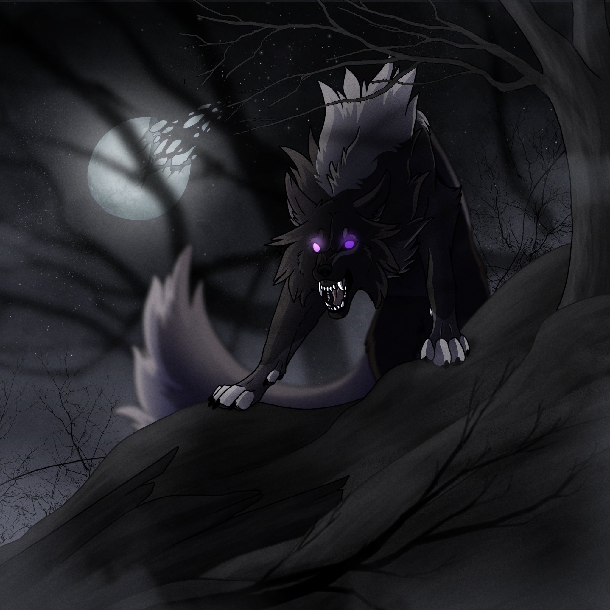 White Anime Wolf Demon