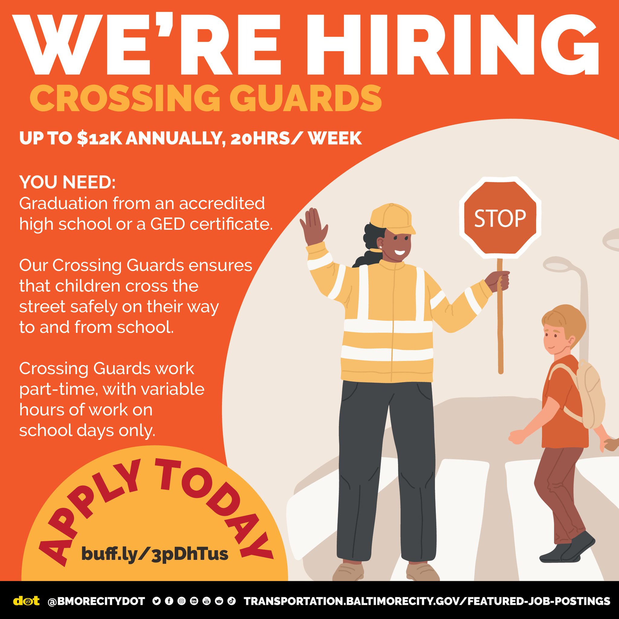 Baltimore City DOT on Twitter: "We're hiring! We need Crossing Guards ...