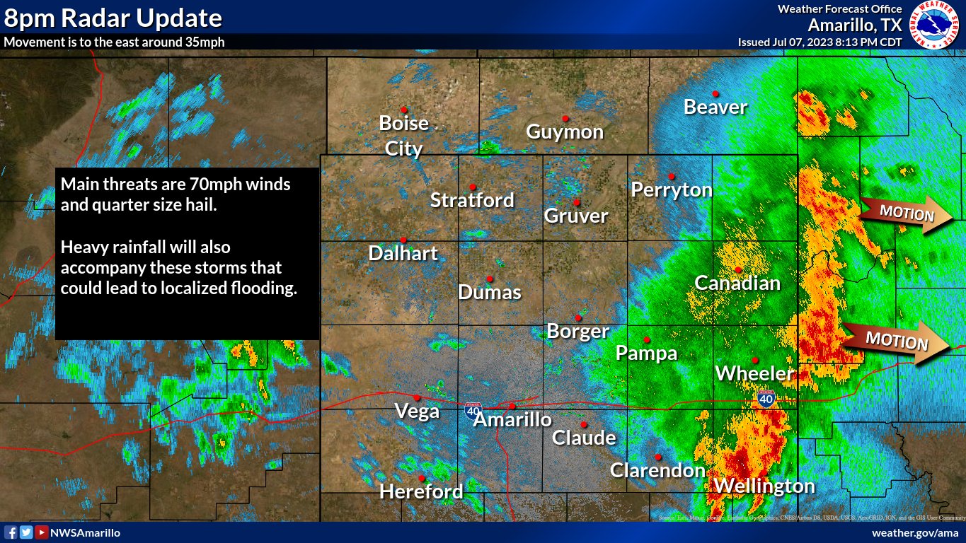 NWS Amarillo on Twitter: "8pm: Storms are exiting the Texas Panhandle into northwest Oklahoma. A ...