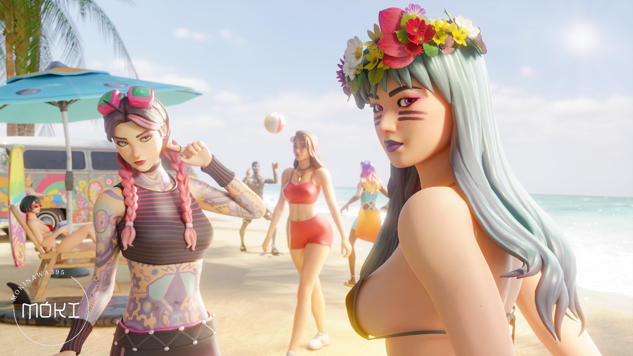 MokiNawa / Eiei Kiki on Twitter: ""Summertime! ⛱️☀️" :: Model by @x_RedEyes / @The_Lewdrex https ...