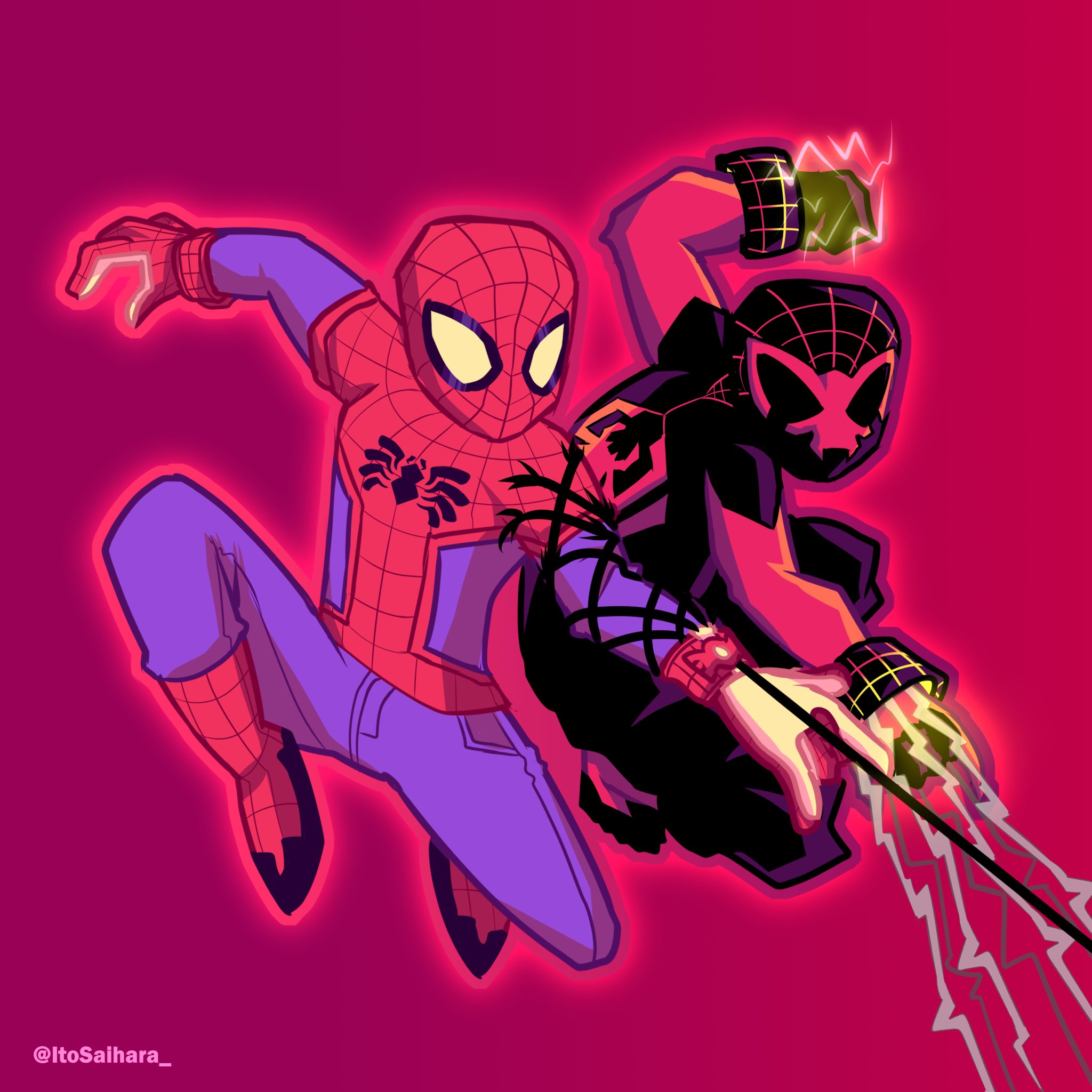 Ito Saihara イト・サイハラ on Twitter: "Be Greater. Together. a redraw of the spider-man 2 box art with ...