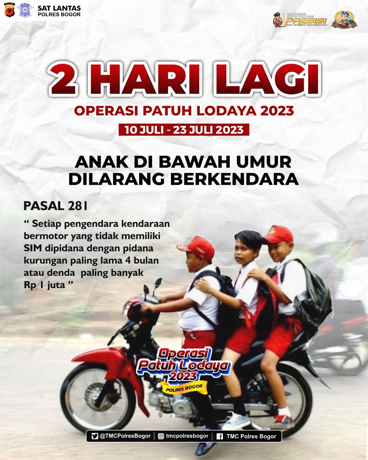 TMC Polres Bogor on Twitter: "2 Hari Lagi Satlantas Polres Bogor Akan Melaksanakan Operasi Patuh ...