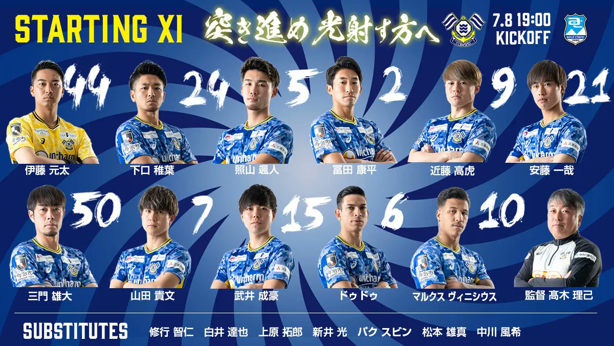 FC今治 on Twitter: "🏆明治安田生命J3リーグ 第17節 🆚#アスルクラロ沼津 🏟今治里山スタジアム 7月8日（土）19時KO スタメン発表！ GK 44 伊藤 DF 24 下口 ...