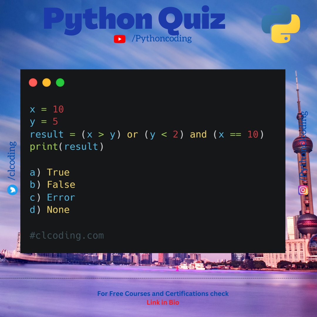 Python Coding On Twitter Free Python Quiz Day 83 What Is The Output Of Following Python 5008