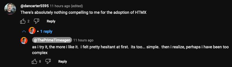 htmx.org / most dangerous tech in web (same thing) on Twitter: "alright @ThePrimeagen u've ...
