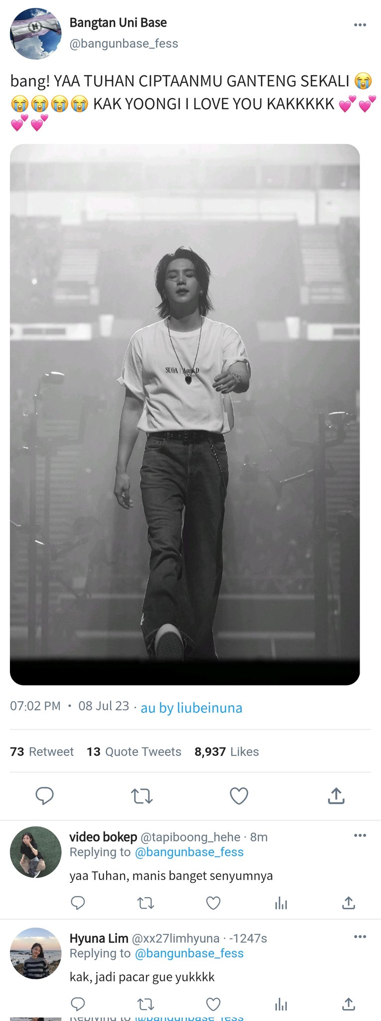 刘 on Twitter: "#supv Yoongi Komdis three tweet au "Aku mah bucin till the end love forever so ...