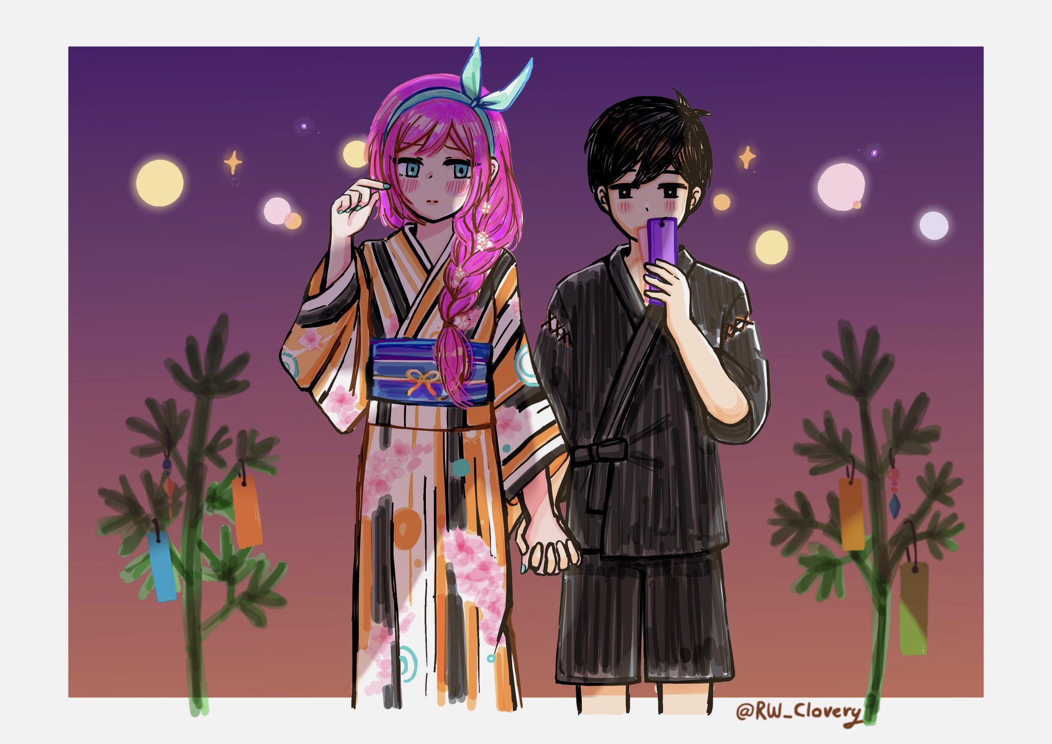 ☀️🎀 (=^･ω･^=)🐾 on Twitter: "🎋* Tanabata’s wishes＊🎆 Wanna see cute Aubrey with braids and yukata ...
