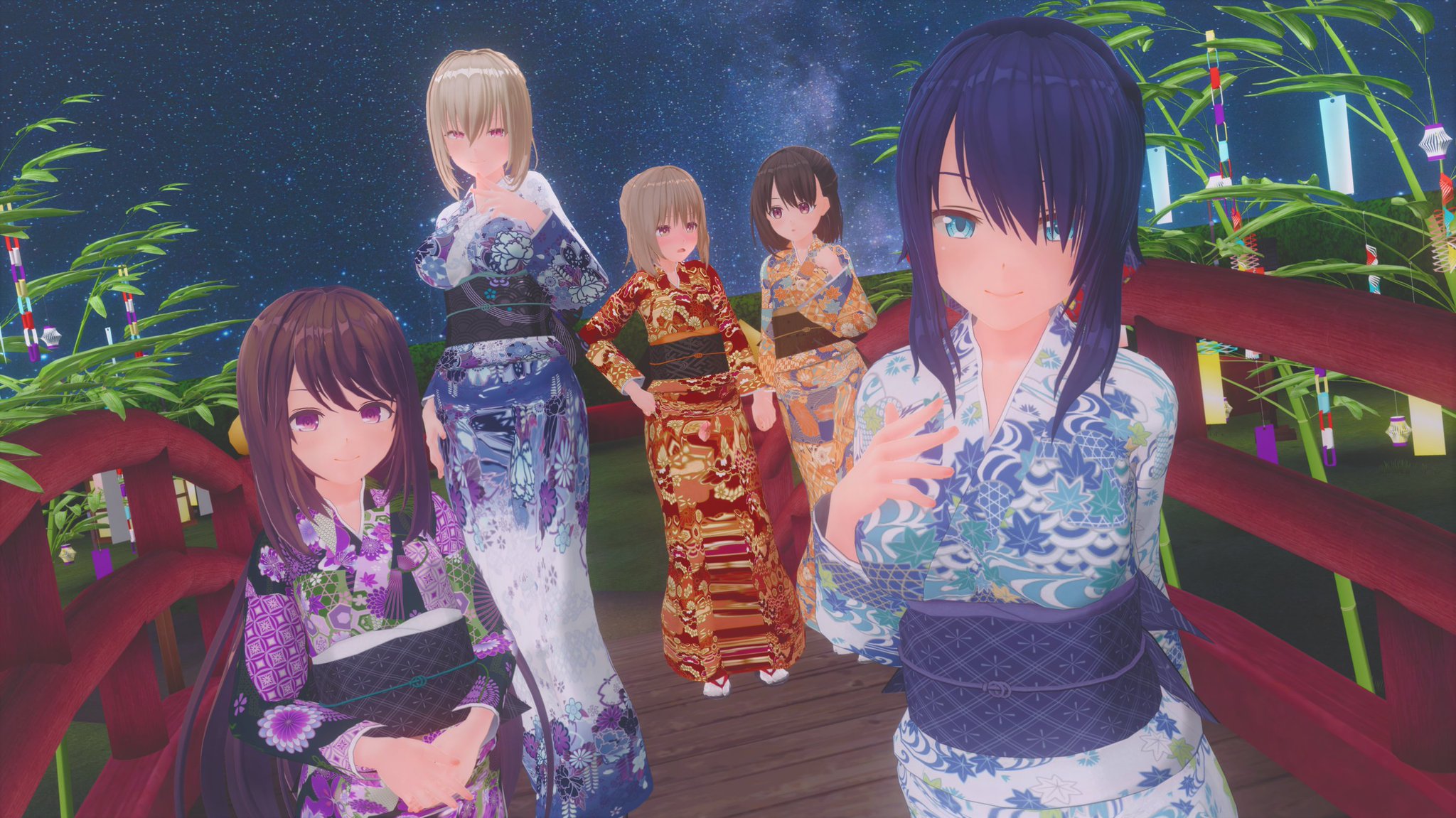 ムクリボンバー on Twitter: "#cm3d版深夜の真剣エディット60分一本勝負 お題「 願い事 浴衣 」 メイド達の七夕📸 夜空を一望できる丘の園で願いを短冊に込めます🎋 「私の ...