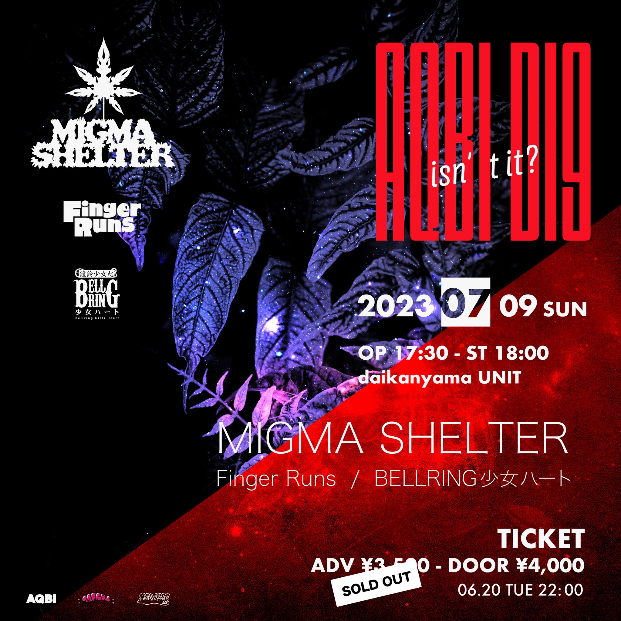 MIGMA SHELTER on Twitter: " 🍄 活動再開RAVE 🍄 遂に明日、MIGMA SHELTER復活！ 2023.07.09 SUN 「AQBI DIG - isn’t ...