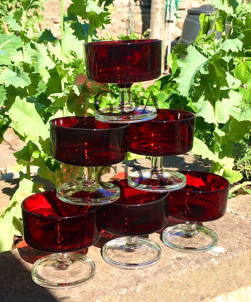 G Dieudonne on Twitter: " ️ ️ ️ ️ ️ A gorgeous set of 6 French ruby red sundae glasses. £10 plus ...