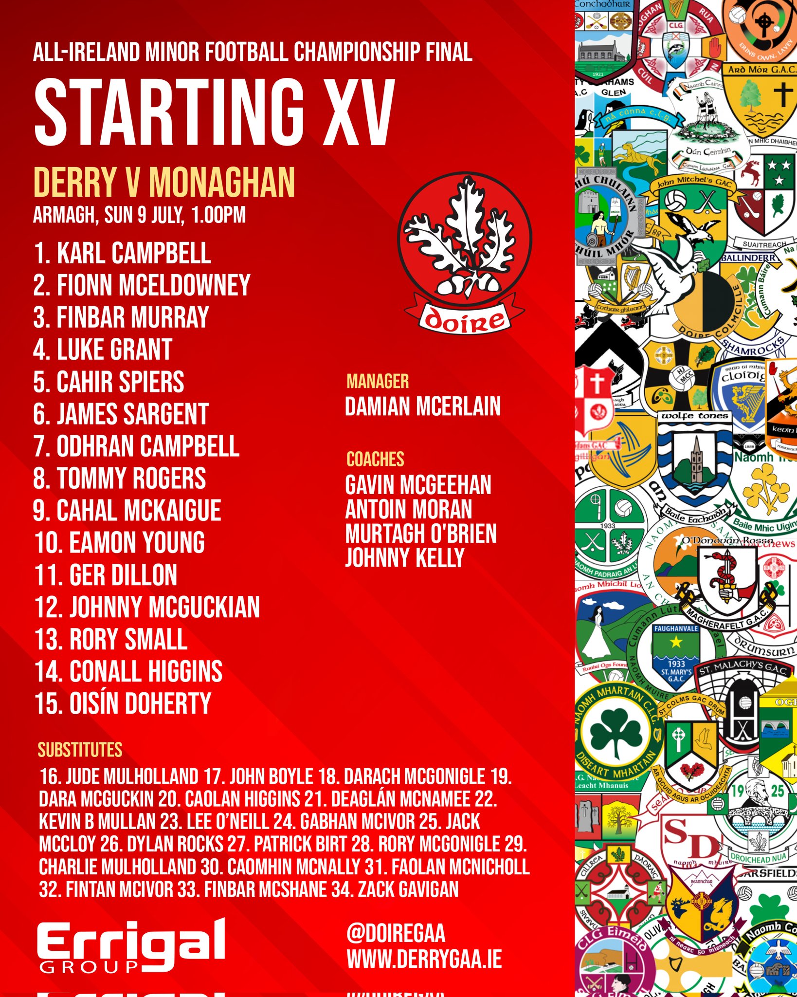 Derry GAA on Twitter: "The Derry minor panel for tomorrow's All-Ireland Final 🇦🇹 https://t.co ...