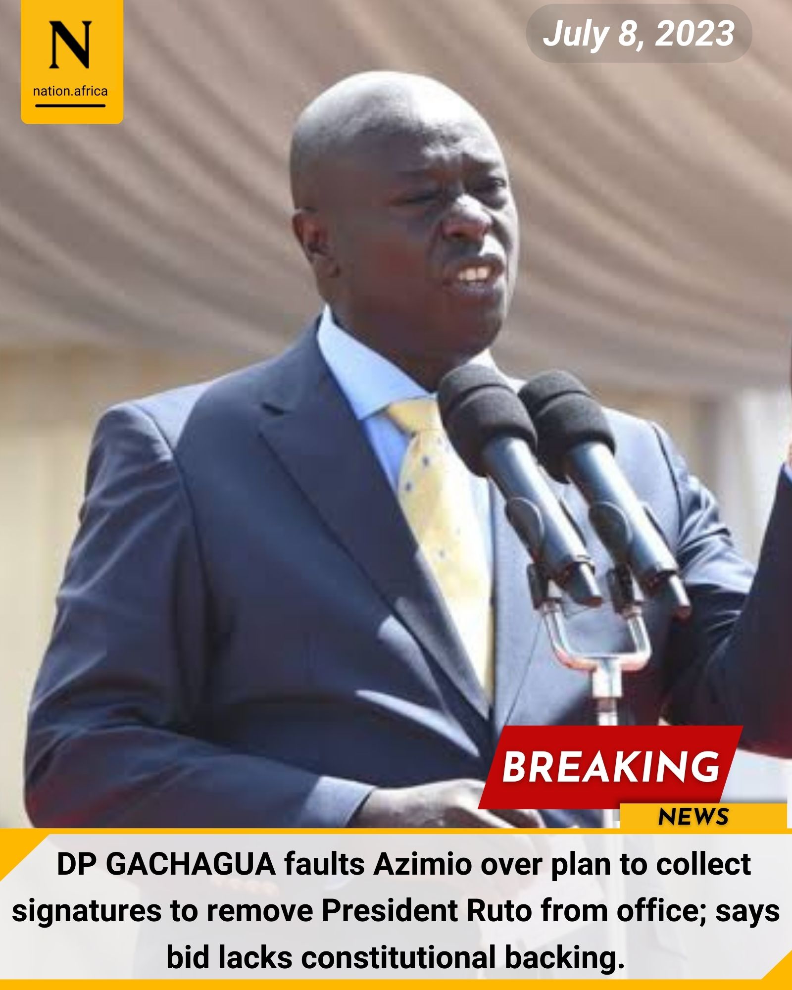 Nation Africa on Twitter: "DP GACHAGUA faults Azimio over plan to collect signatures to remove ...